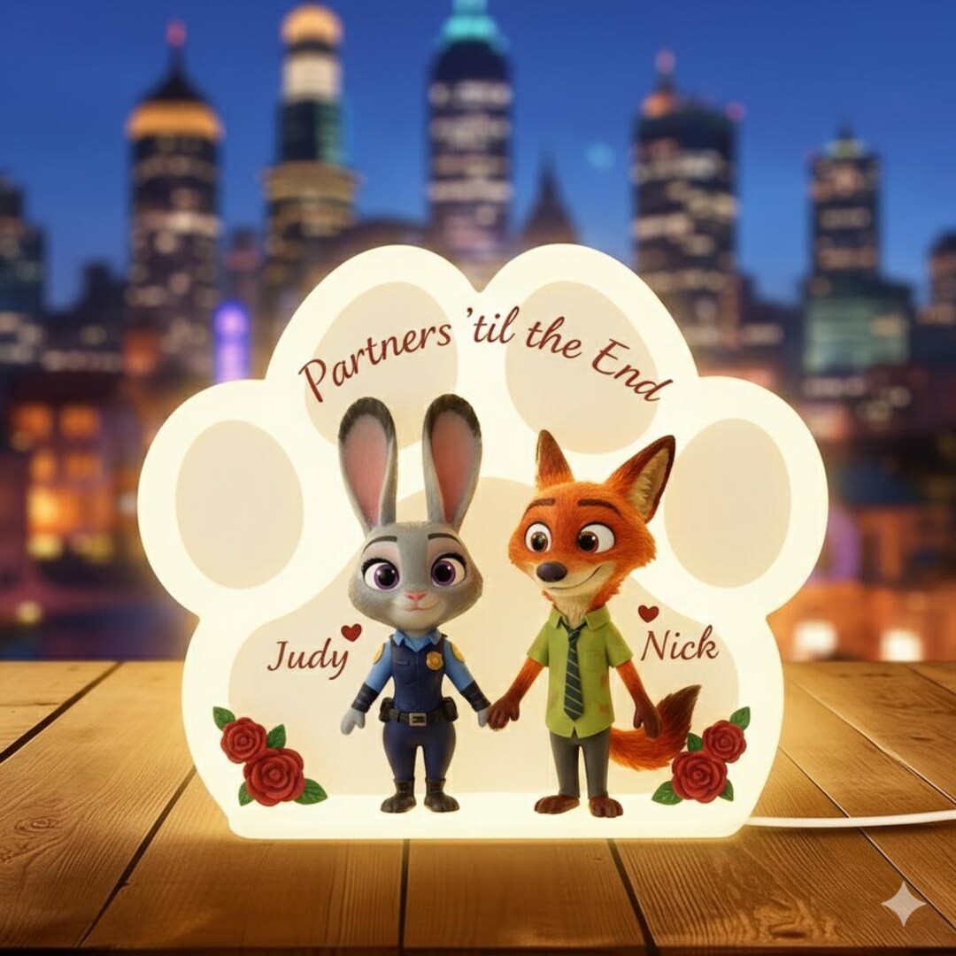 Zootopia 2 Judy & Nick Acrylic Light Box, Disney Couple Lamp, Zootopia ...