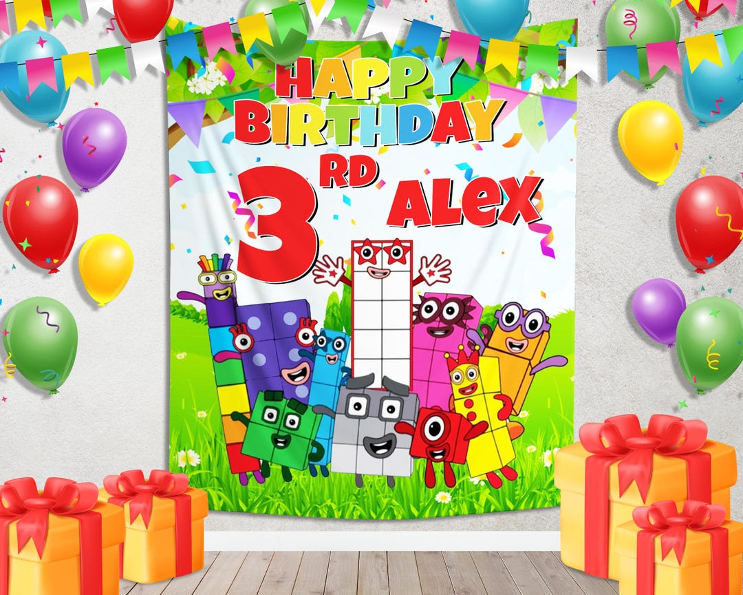 Personalized Birthday Numberblocks Banner, Numberblocks Backdrops ...