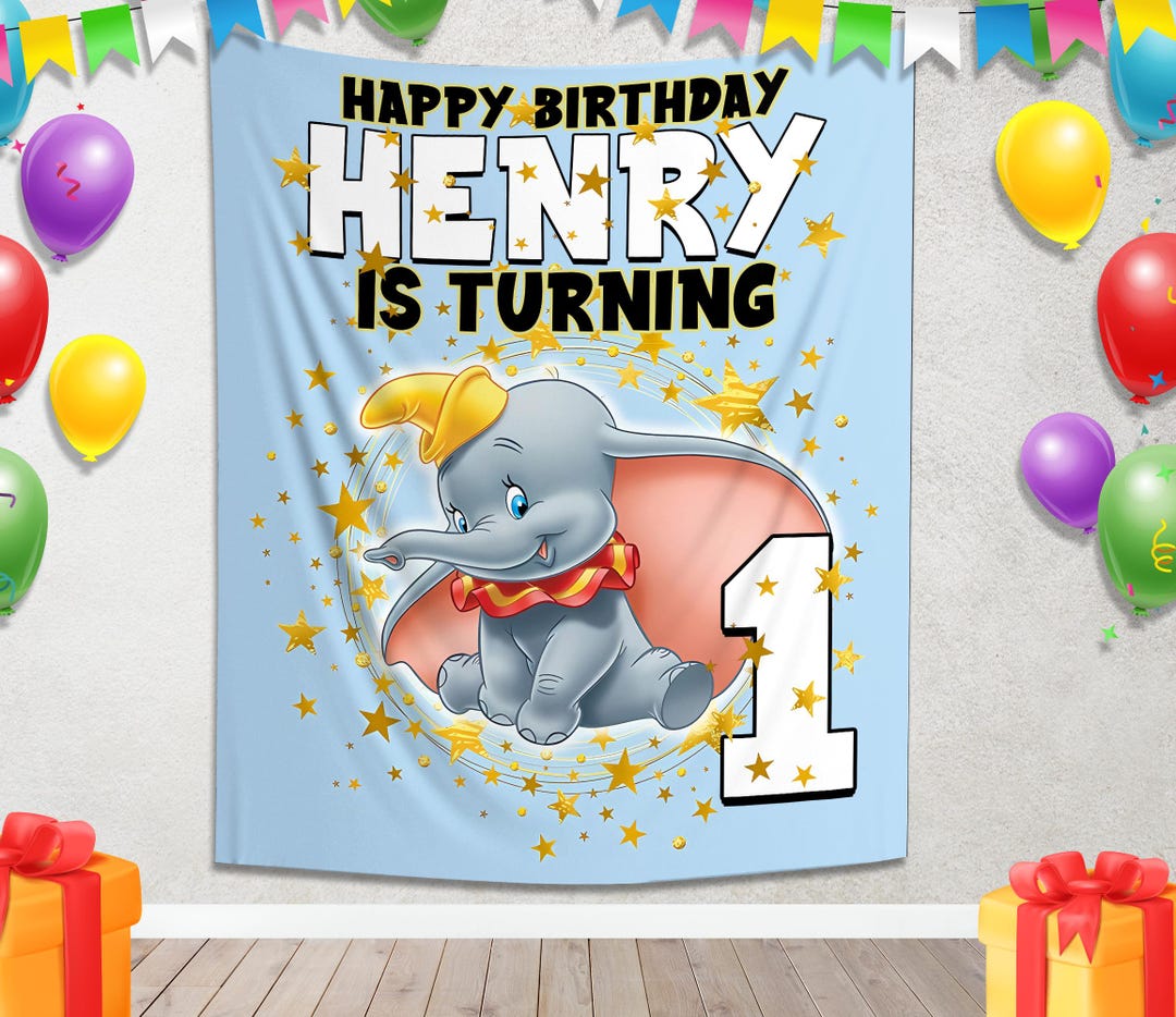 Dumbo Birthday Banner, Circus Elephant Party Decor, Personalized Dumbo ...