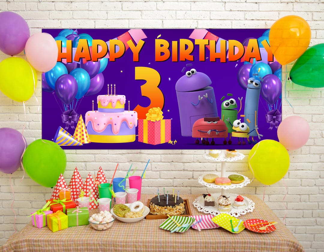 Storybots Birthday Party Backdrop, Ask the Storybots Birthday Party ...