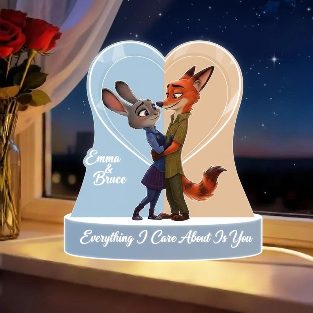 Zootopia 2 Judy & Nick Acrylic Light Box, Disney Couple Lamp, Zootopia ...