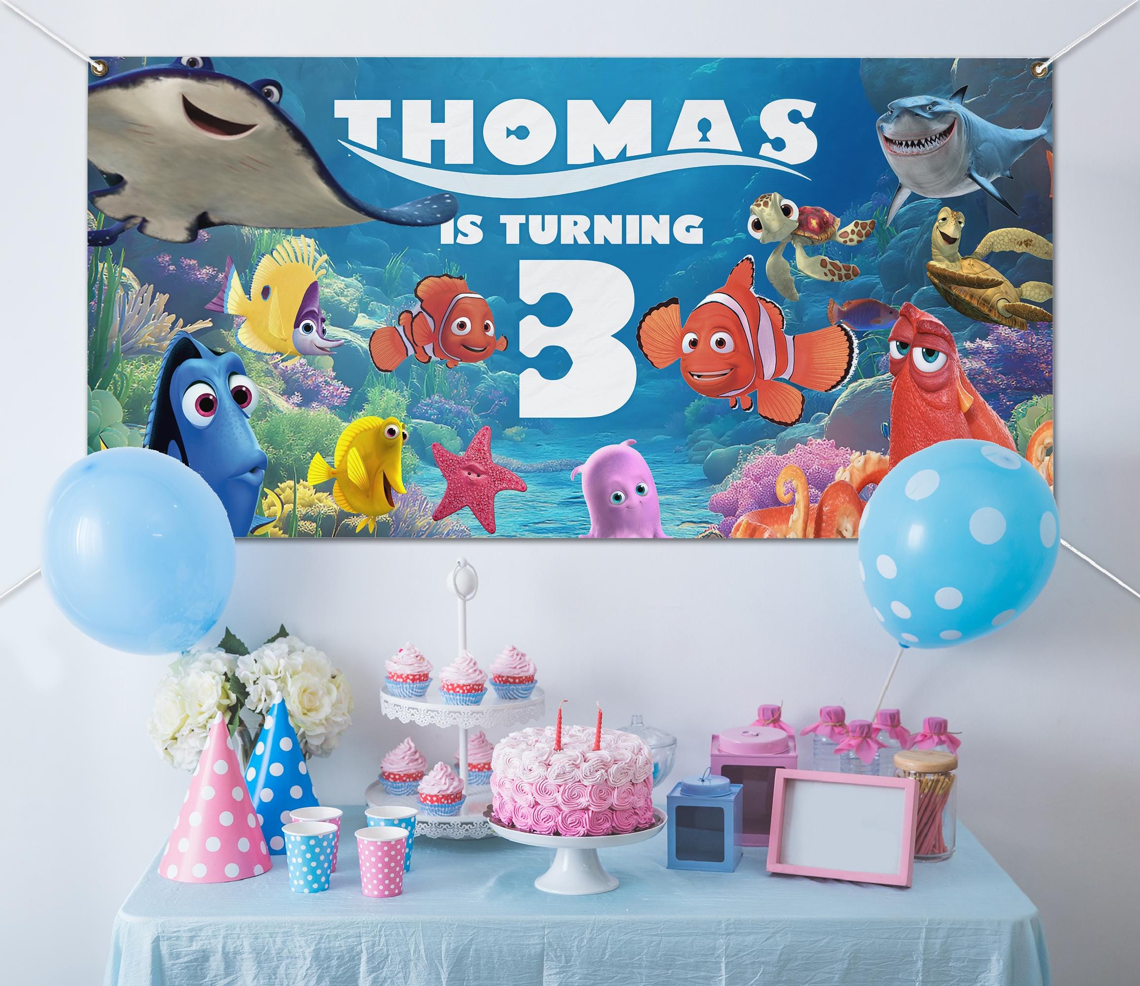 Finding Nemo Birthday Backdrop, Finding Nemo Banner, Finding Nemo Party ...