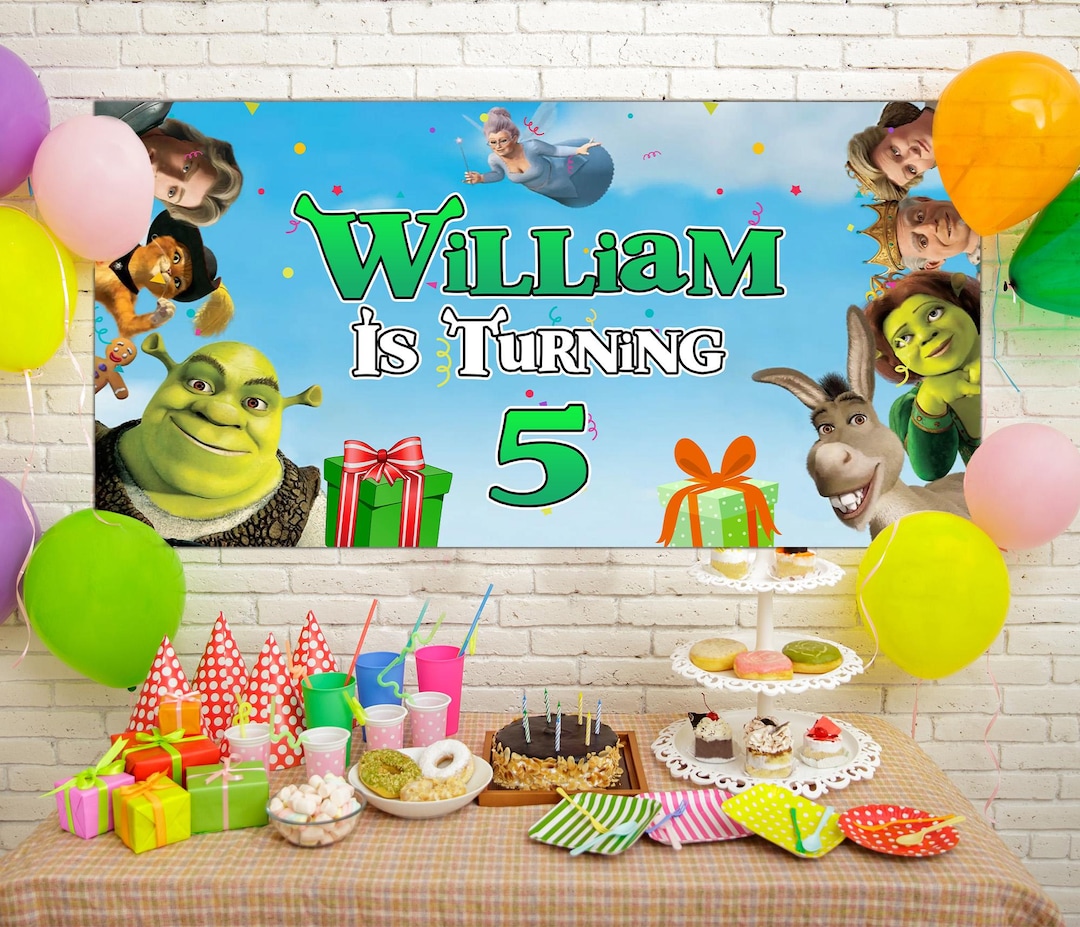 Shrek Birthday Party, Shrek Party Banner, Shrek Birthday Backdrop ...