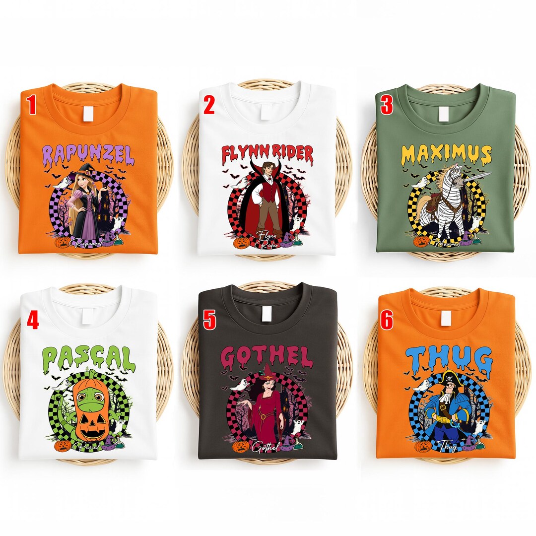 Disney Tangled Characters Skeleton Halloween Shirt, Rapunzel Princess ...
