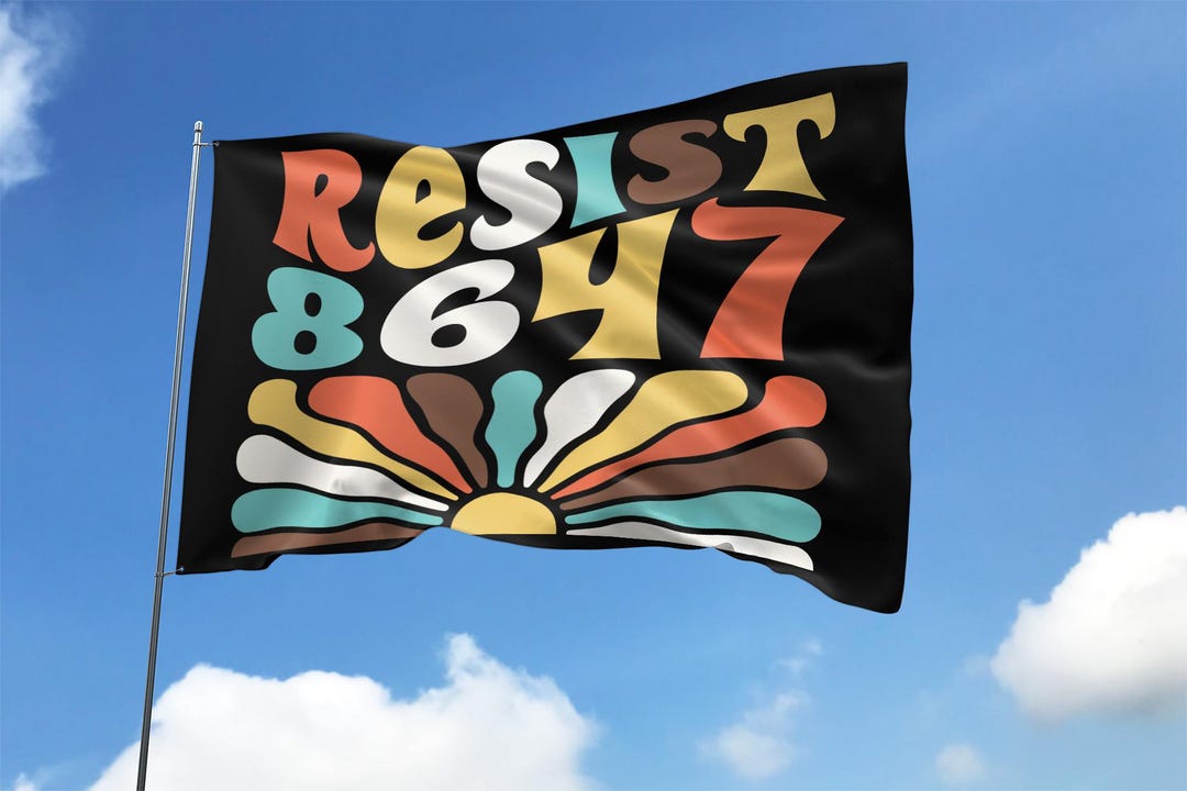 Resist 8647 Vintage Flag, Protest Flag, Subtle Anti Trump Liberal Flag ...