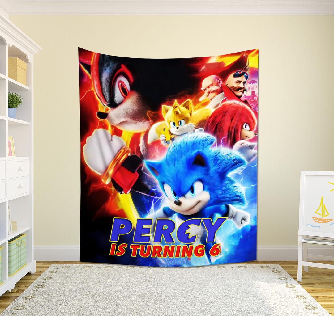 Sonic Birthday Party Backdrop/sonic Hedgehog 3 Birthday Banner/custom ...