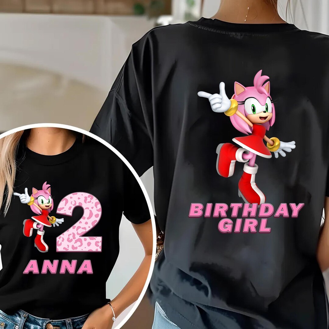 Sonic Amy Rose the Hedgehog Birthday Shirt, Custom Personalized Boy ...