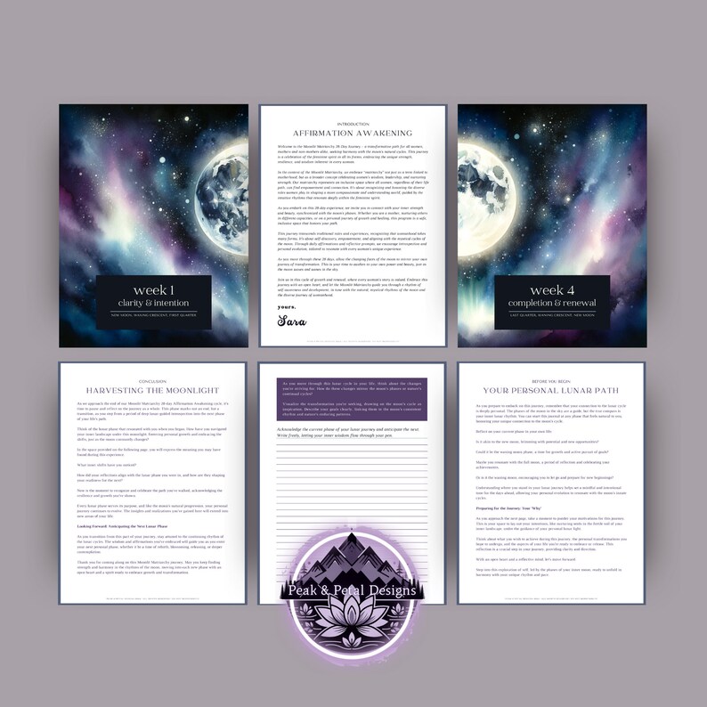 28-day Lunar Phase Guided Affirmation Journal High-resolution PDF ...