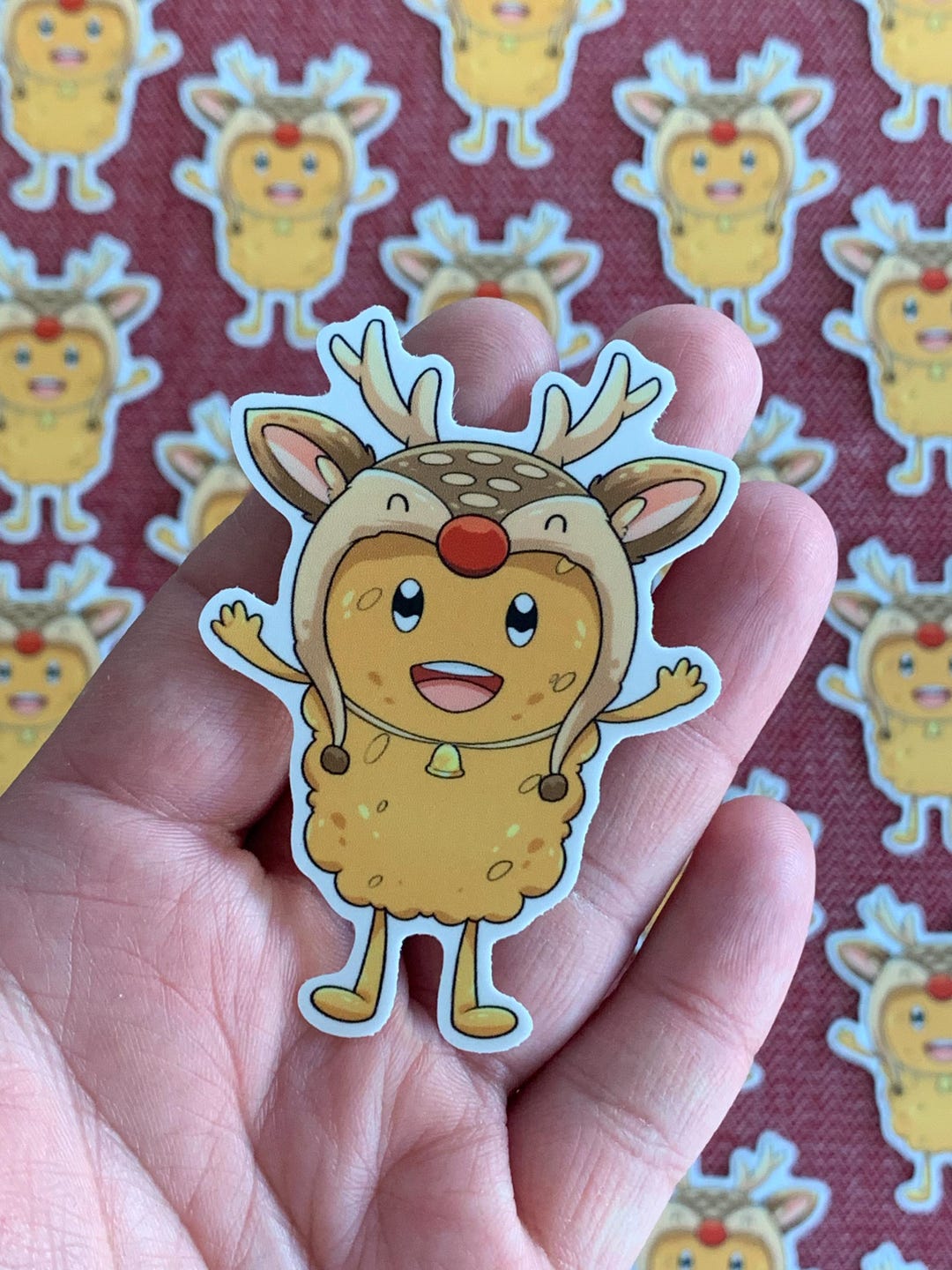 Reindeer Sticker, Christmas Sticker, Tater Tot Sticker, Cute Sticker ...