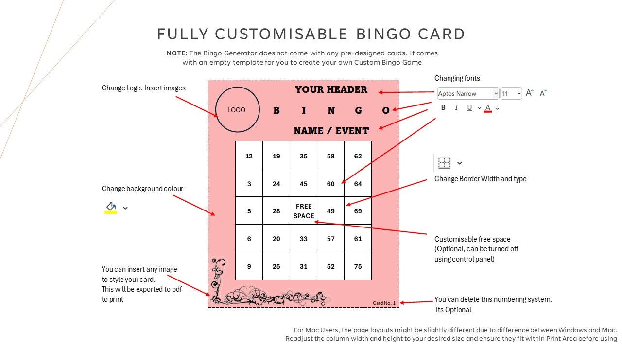 Custom Bingo Excel Template: Unlimited Unique Cards and Draw Board ...