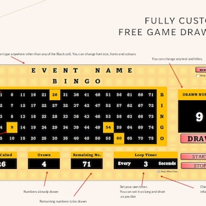 Custom Bingo Excel Template: Unlimited Unique Cards and Draw Board ...