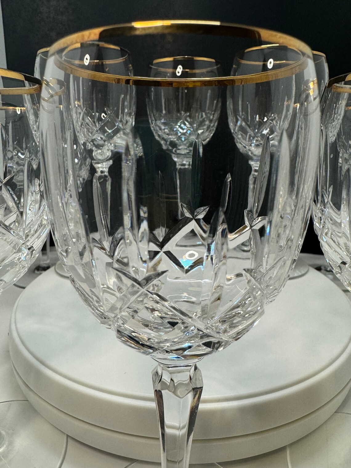 Gorham Crystal Lady Anne Gold Rimmed 7 In. Wine Glasses 8 Total Vintage ...