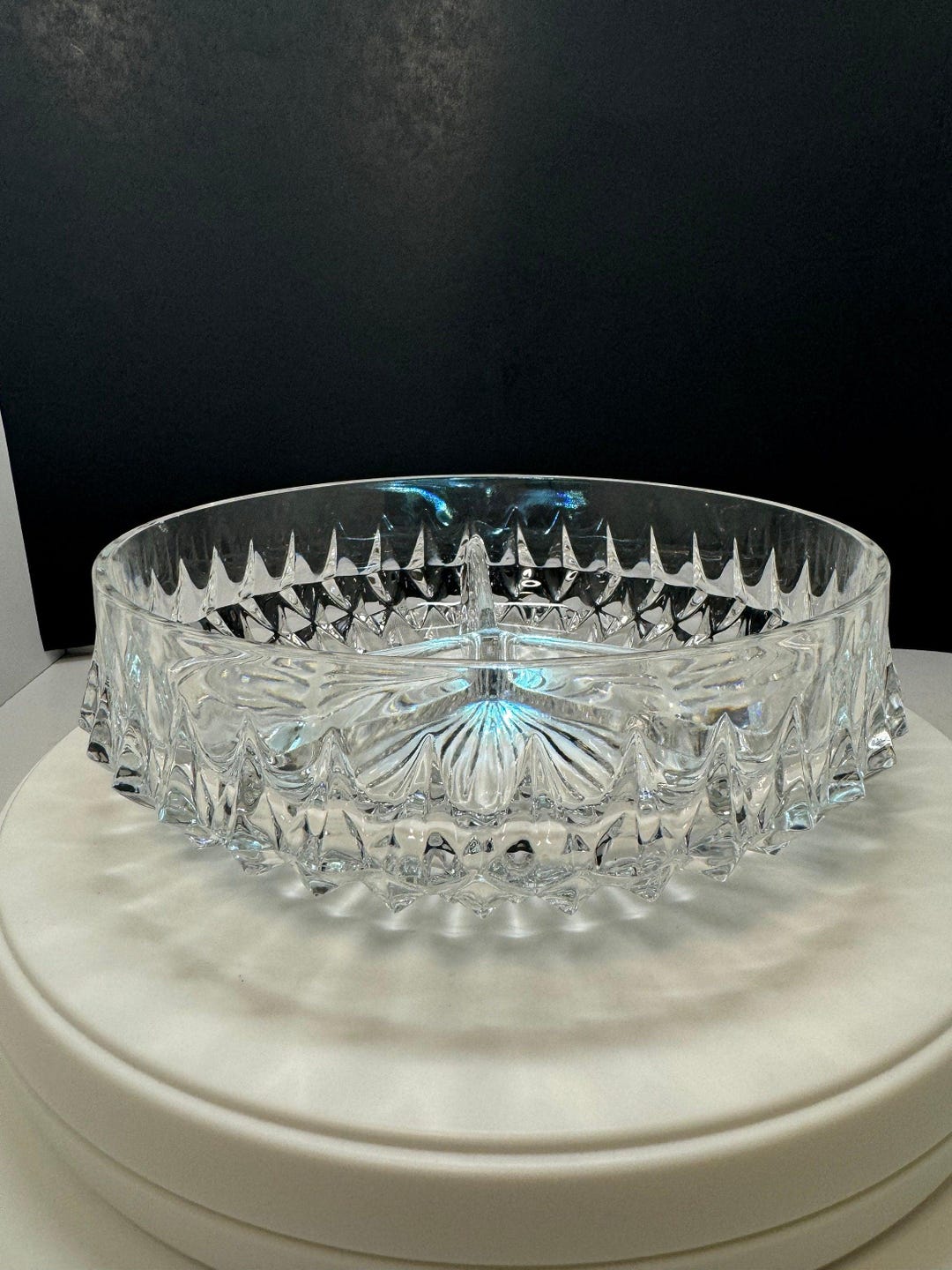 Crystal Cut Divided Hors D' Oeuvre Dish - Vintage - Etsy