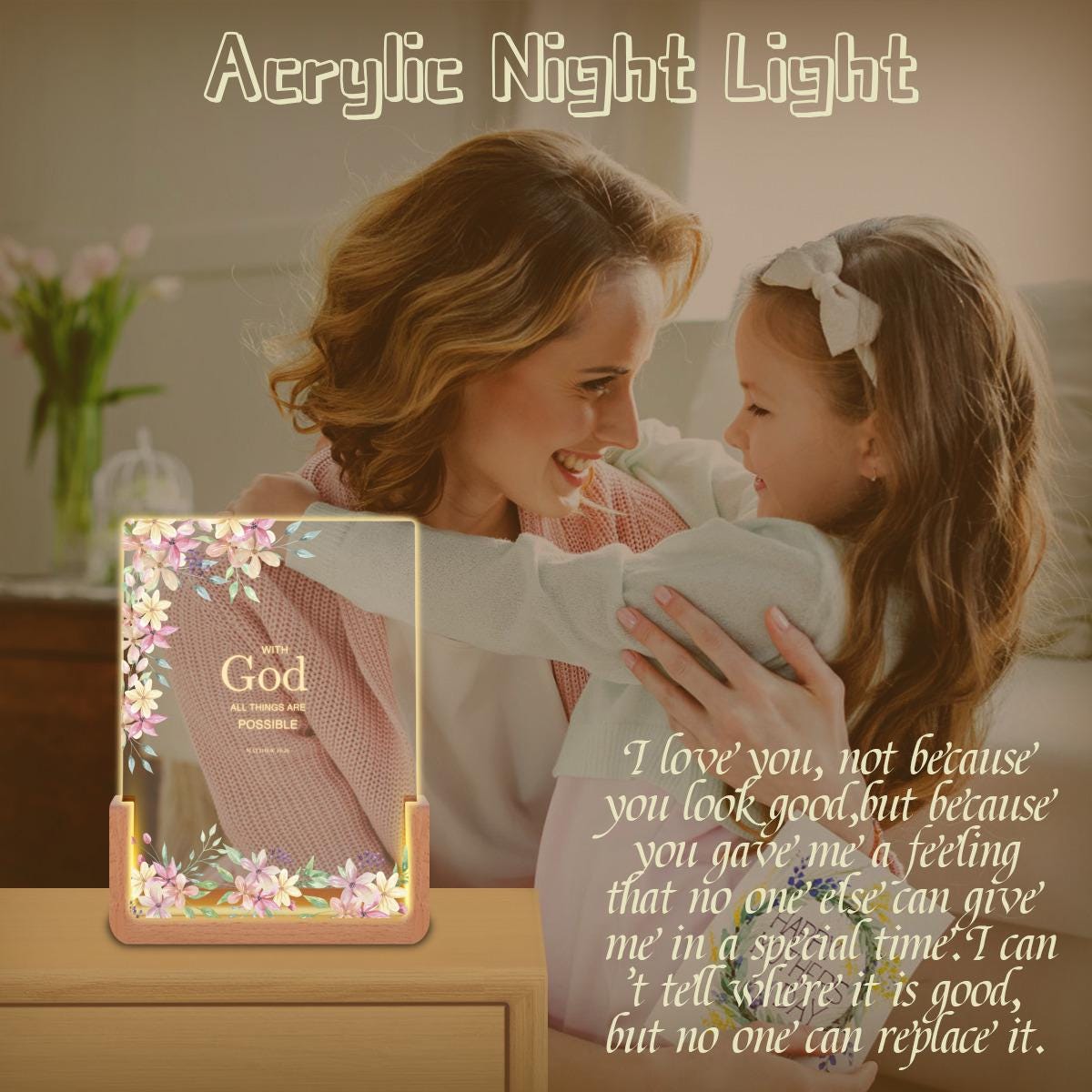 Personalized Bible Verse LED Light: Christian Home Decor Gift for Mom ...