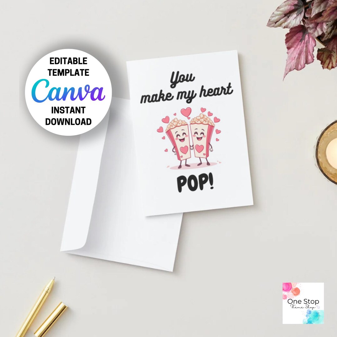 You Make My Heart Pop Valentine's Day Card (digital Download) - Etsy