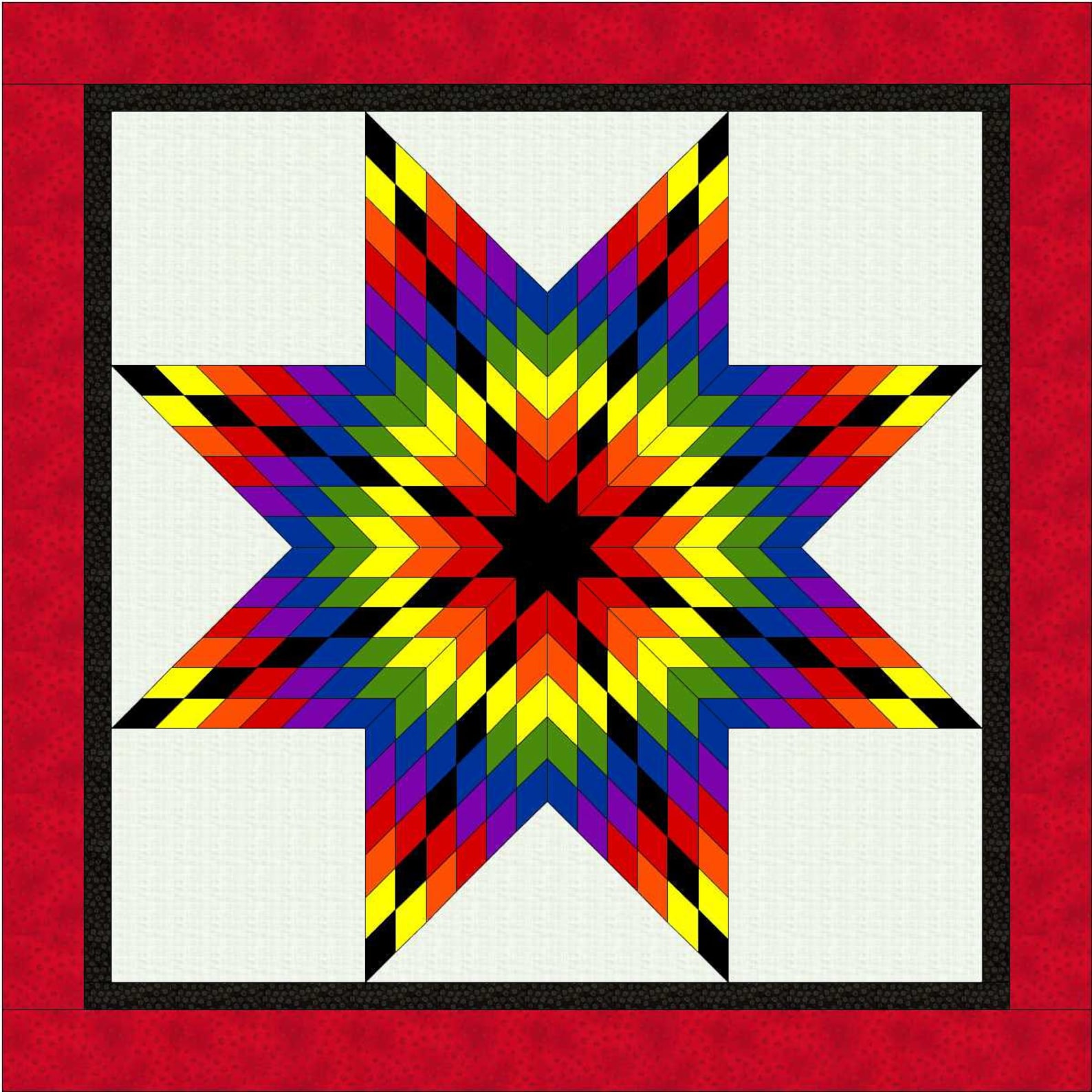 ROY-G-BIV Lone Star Quilt Pattern - PDF - Rainbow Star Quilt Pattern ...