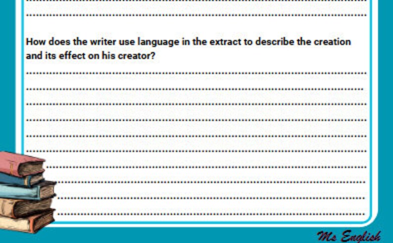 A Worksheet Analysing an Extract: "frankenstein". Students Have to ...