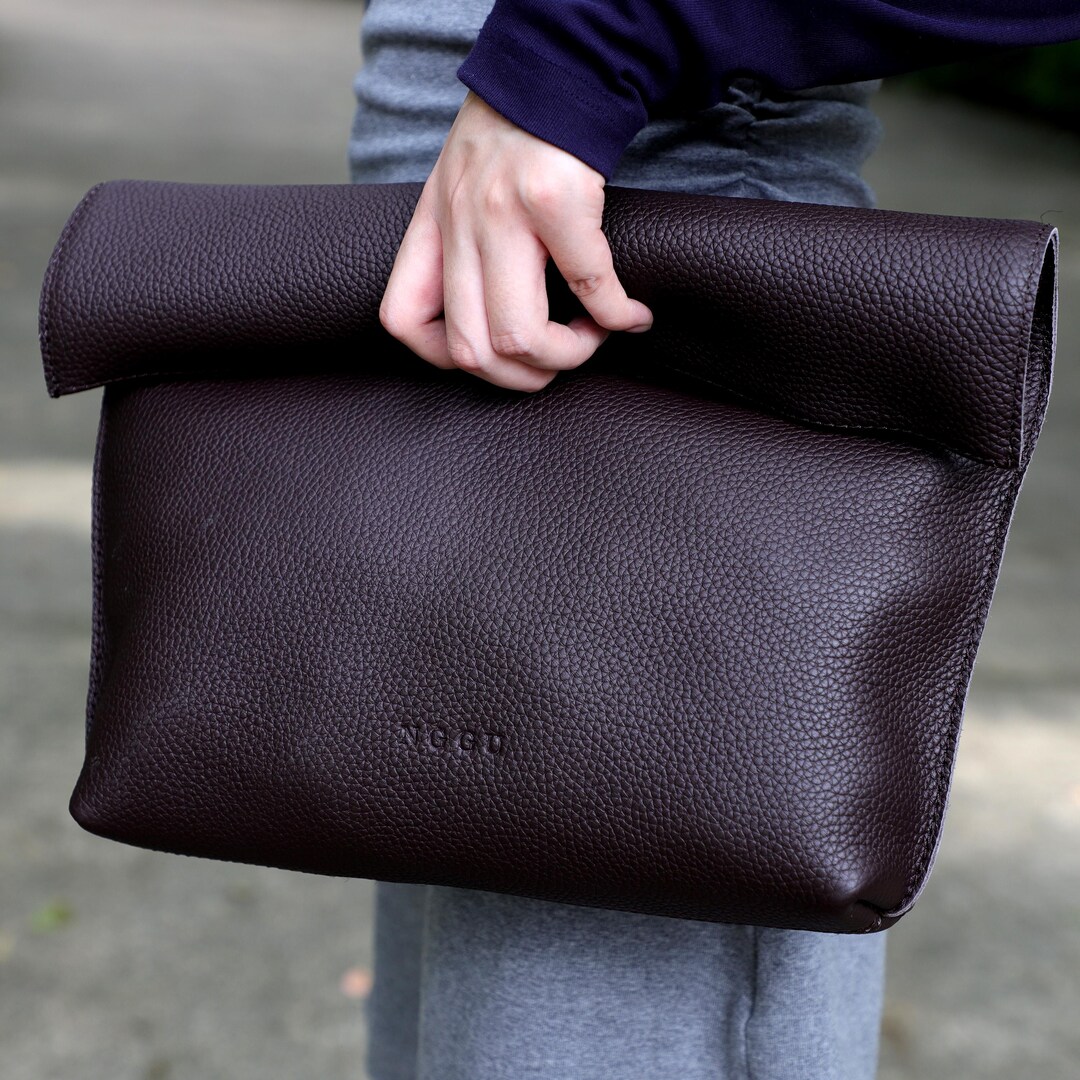 Chic Circle Closure Envelope Clutch Handcrafted Leather Purse for ...
