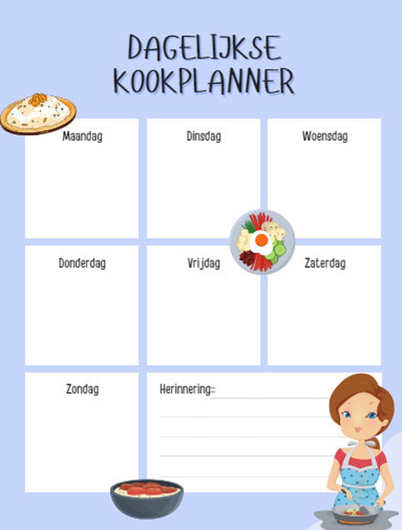 Daily Cooking Planner Printable Planner for Meal Planning and Recipes ...