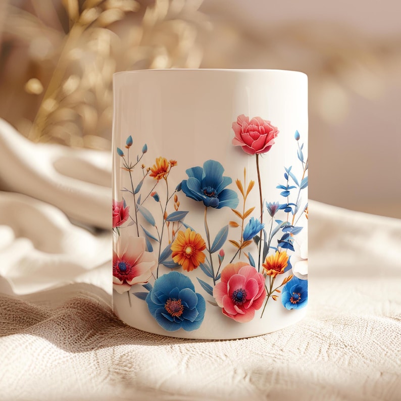 Pressed Flower Mug, Wildflowers Coffee Mug, Boho Tea Cup, Flower Garden ...