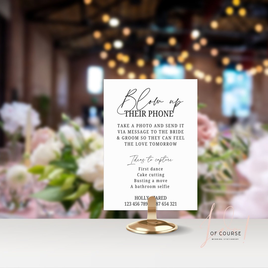 Blow up Their Phone, Wedding Sign Checklist, Reception Signs, Small ...