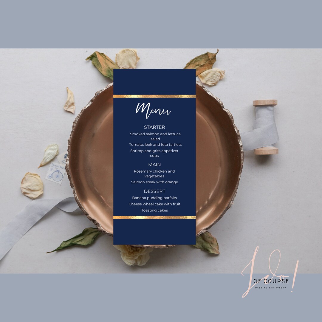 Blue Food and Drink Menu 4x9 Custom Solid Colours Slim Design DIY ...
