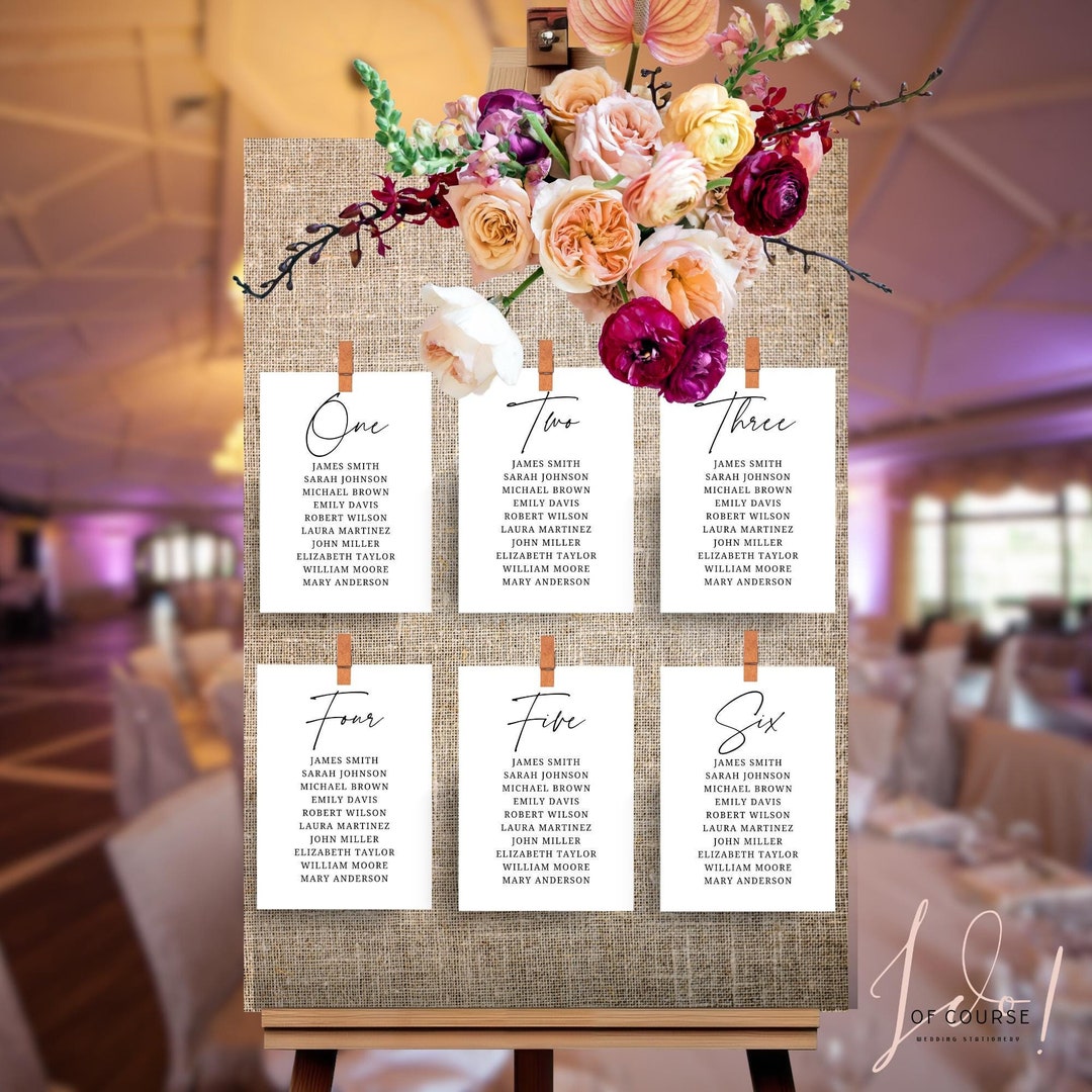 Wedding Table Numbers Template Minimal Table Numbers Editable Reception ...