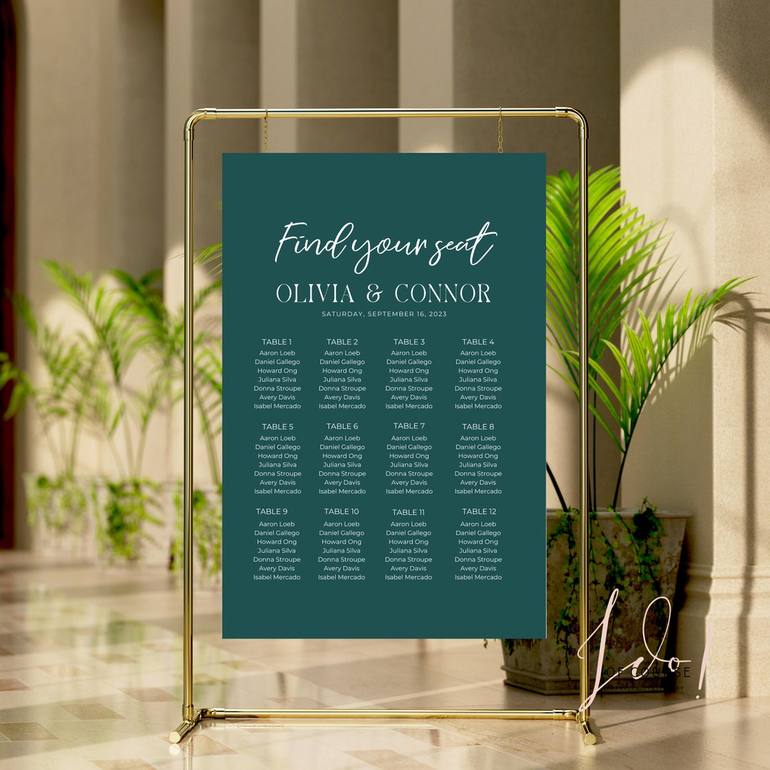 Editable Wedding Seating Chart 24x36 Custom Pallet Solid Colours DIY ...