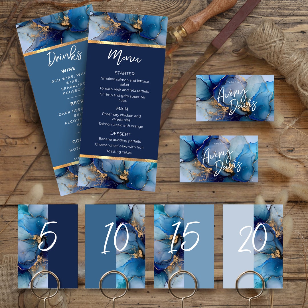 Wedding Menu Cards and Name Tags, Table Numbers, Place Cards, Matching ...