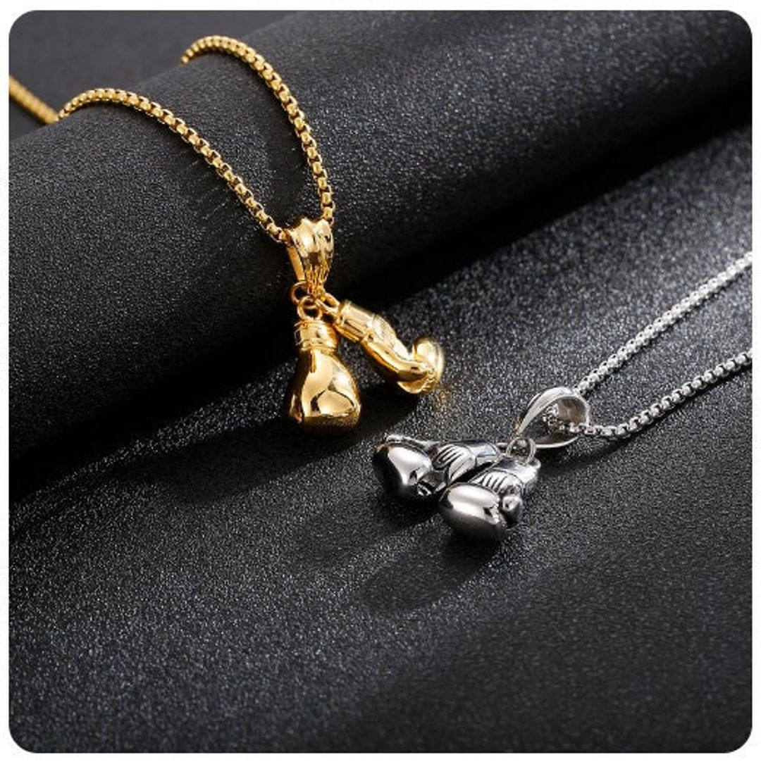 Gold or Silver Stainless Steel Chain With Boxing Gloves Pendant for ...