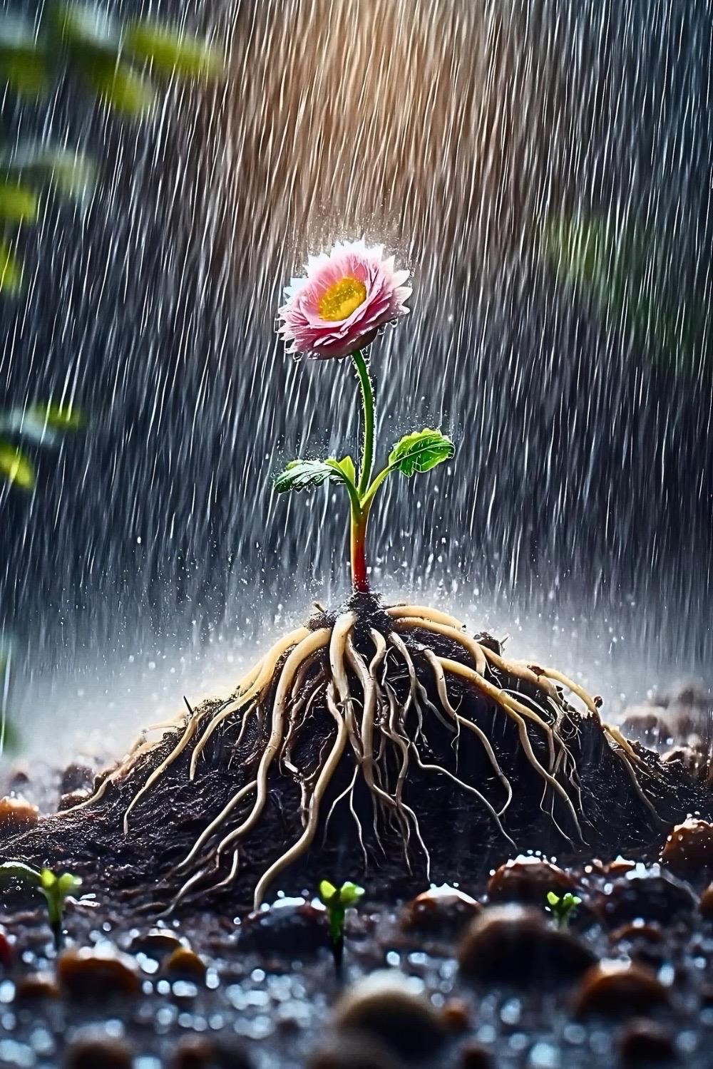 “flower in the Rain Digital Art Print” - Etsy