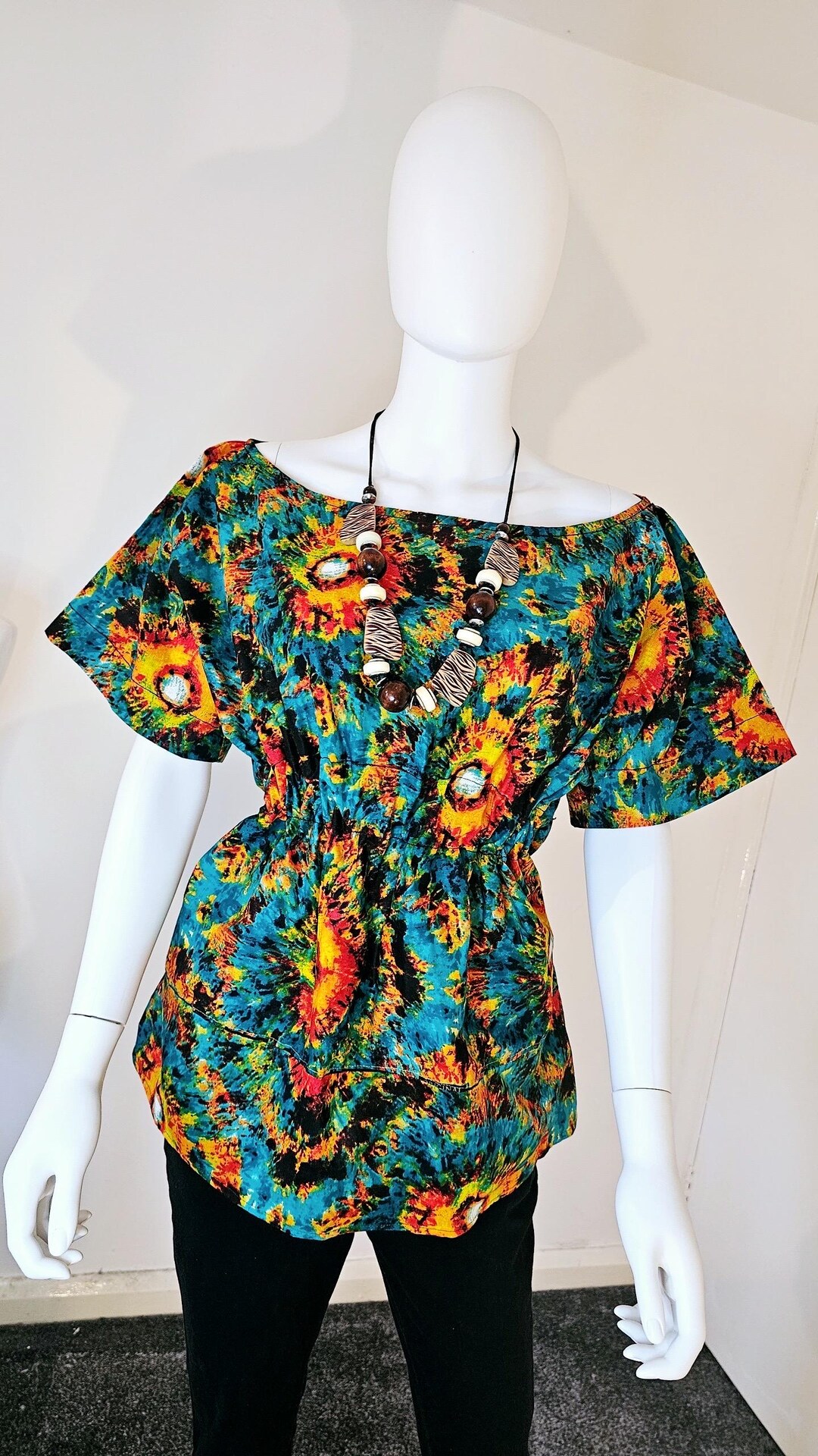 African Print Elastic Waist Top - Etsy