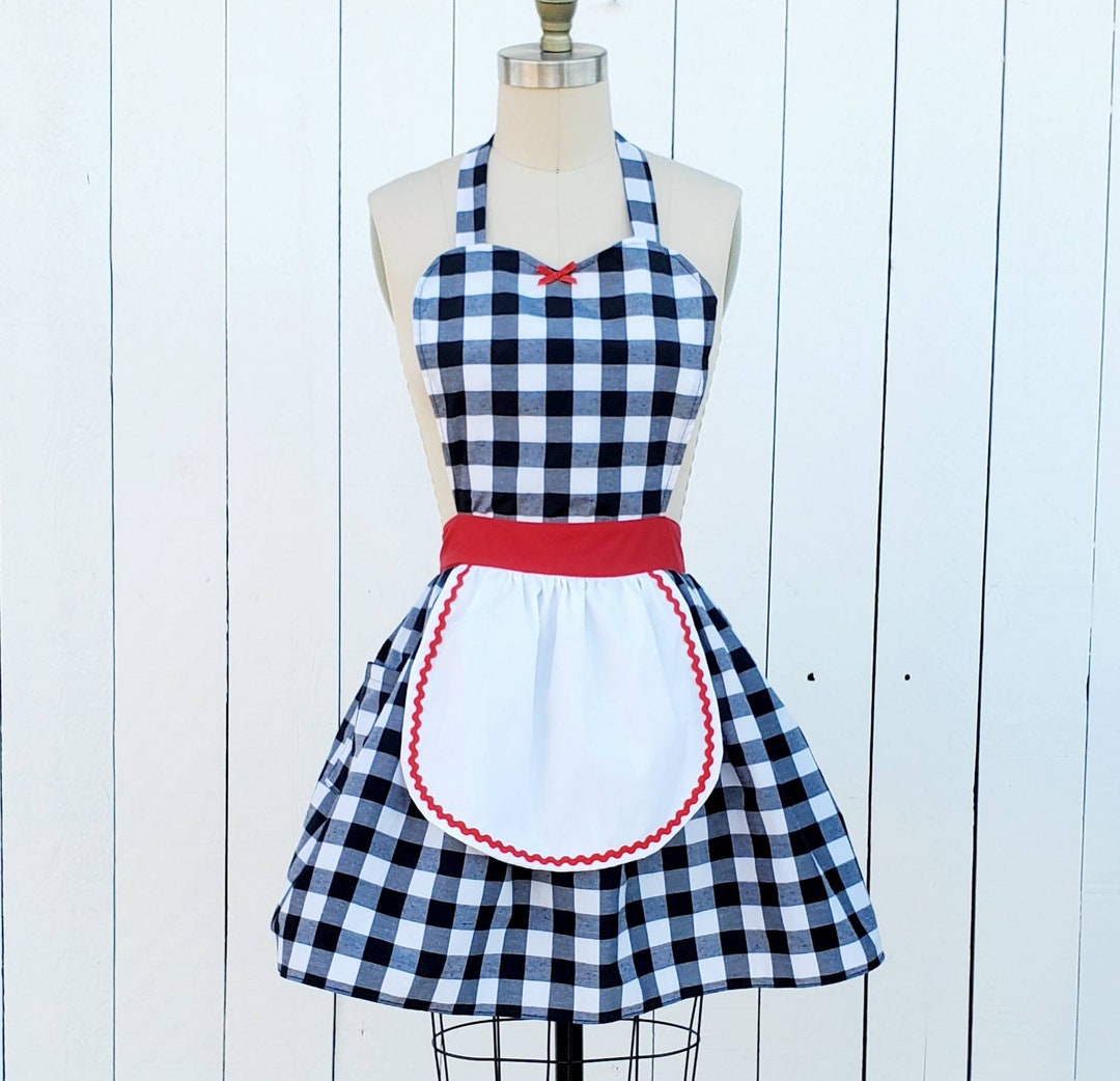 Farmhouse Apron, Farmhouse Checkerboard Apron, Holiday Hostess, Gifts ...
