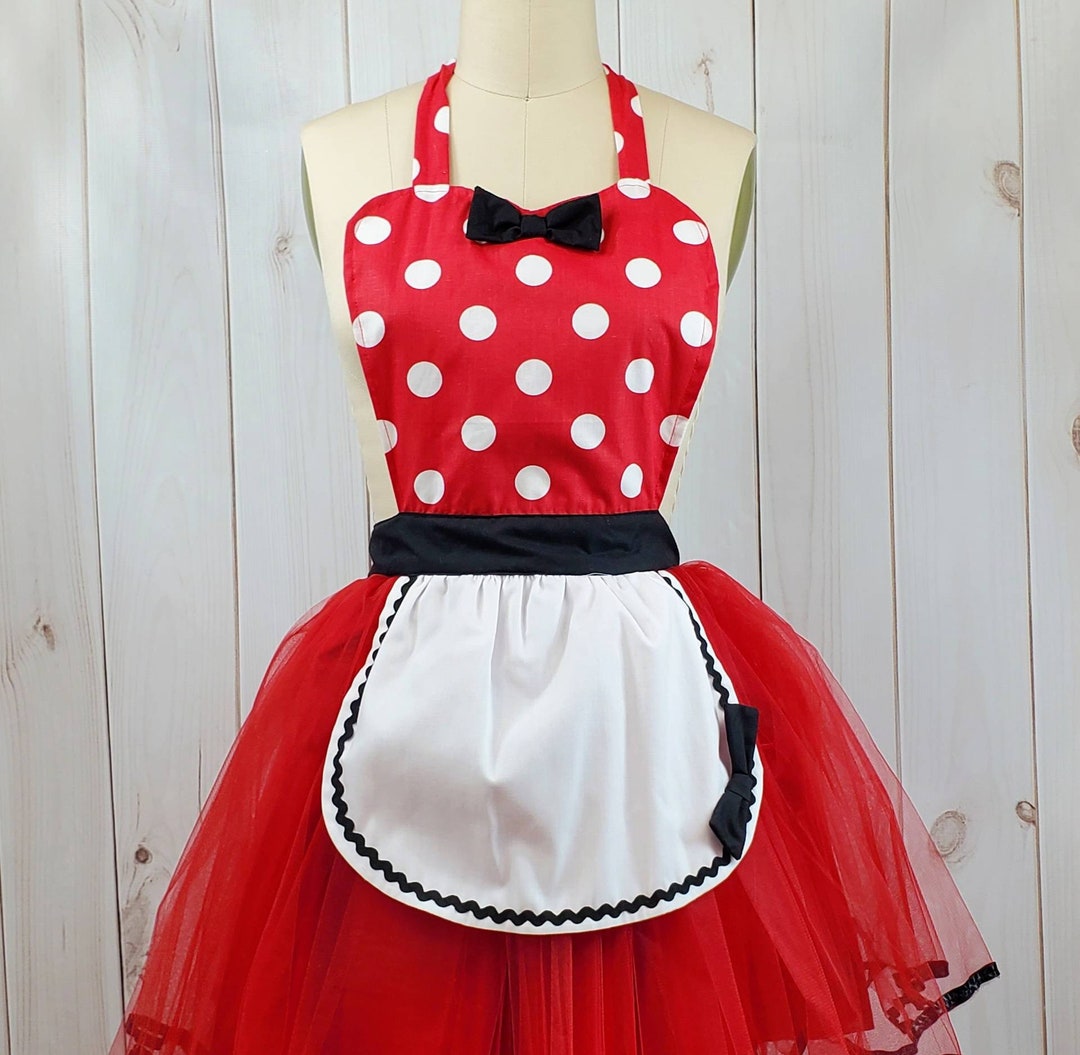 Minnie Mouse Costume APRON, Minnie Mouse Running Costume Apron, Red ...