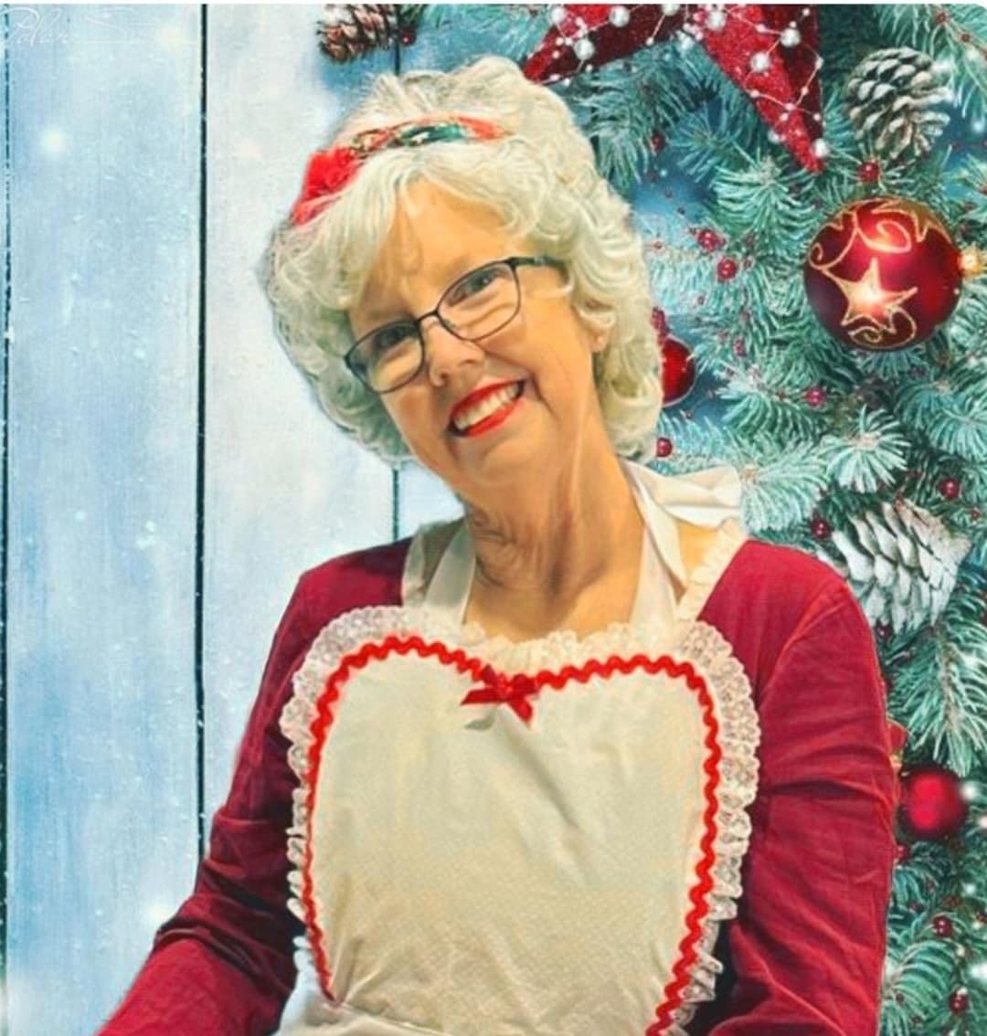 Mrs Claus Apron and Hat, Mrs Claus Costume Apron, Christmas Apron, Mrs ...