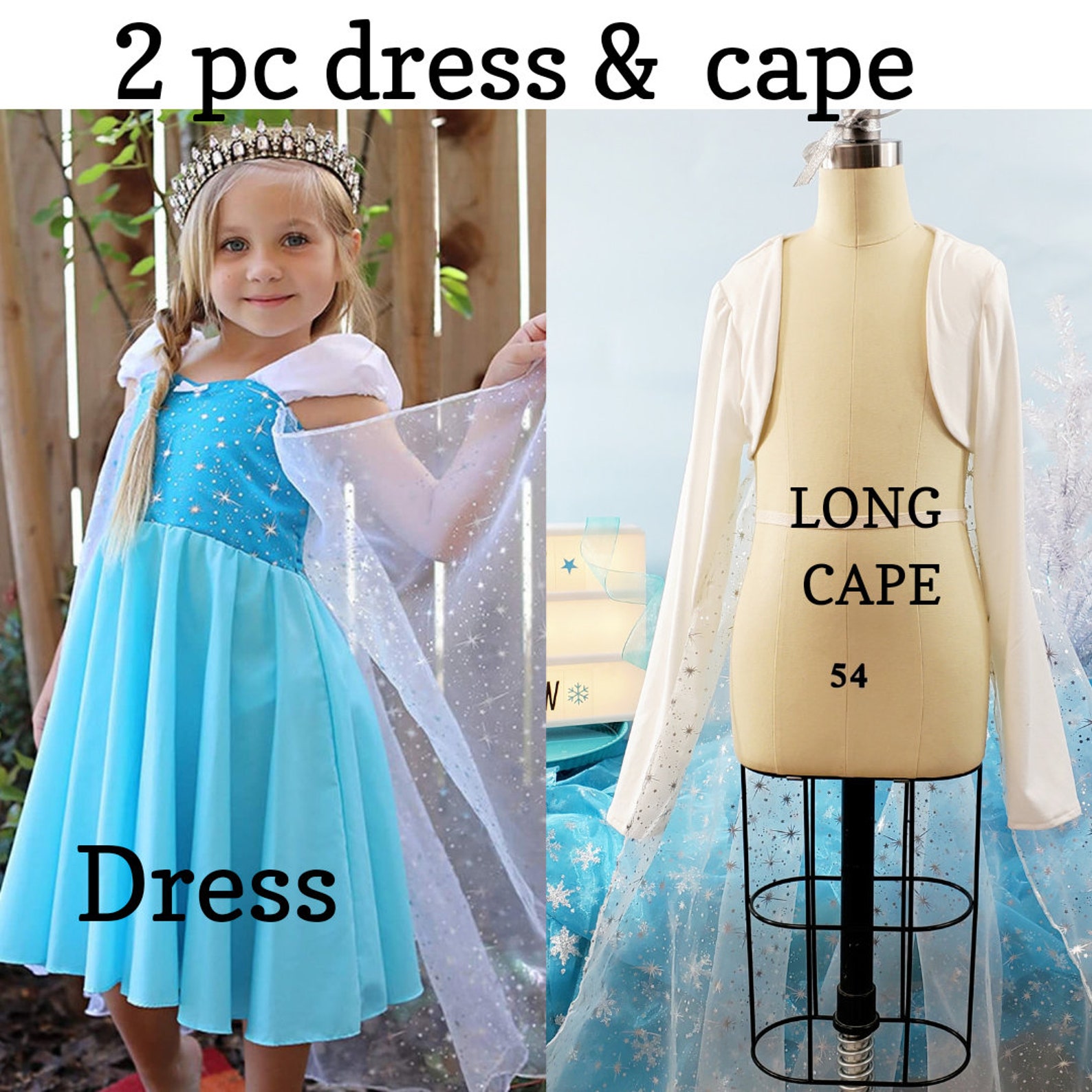 Elsa Dress Elsa Frozen Birthday Elsa Costume With Long Cape - Etsy Canada