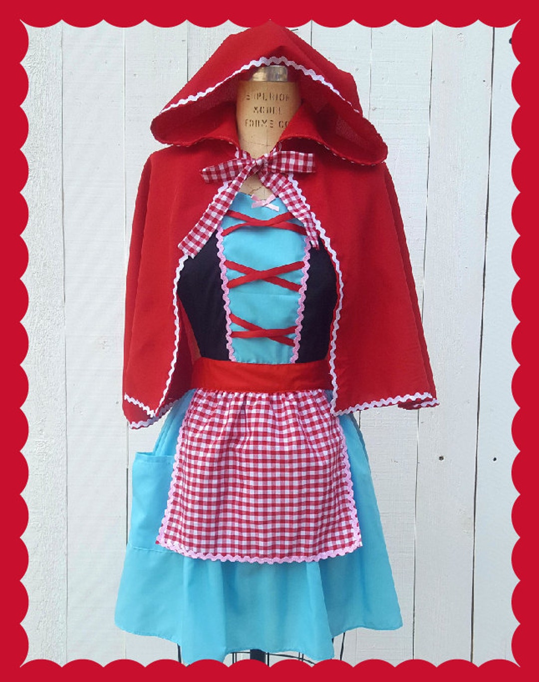 Little Red Riding Hood Costume, Fairy Tale Apron, Retro Apron, Dress up ...