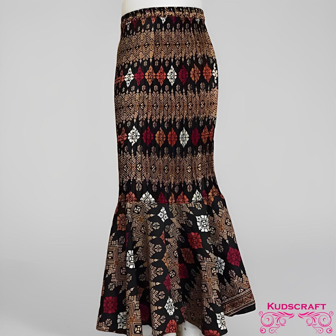 Elegant Toraja Batik Mermaid Skirt With Pleats, Wrap Skirt, Batik Skirt ...
