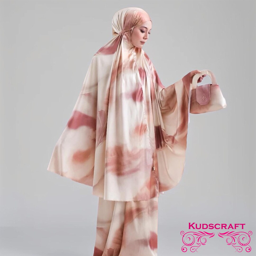 Alya Series 2in1 Shiny Silk Marble Prayer Set, Women Prayer Set, Prayer ...