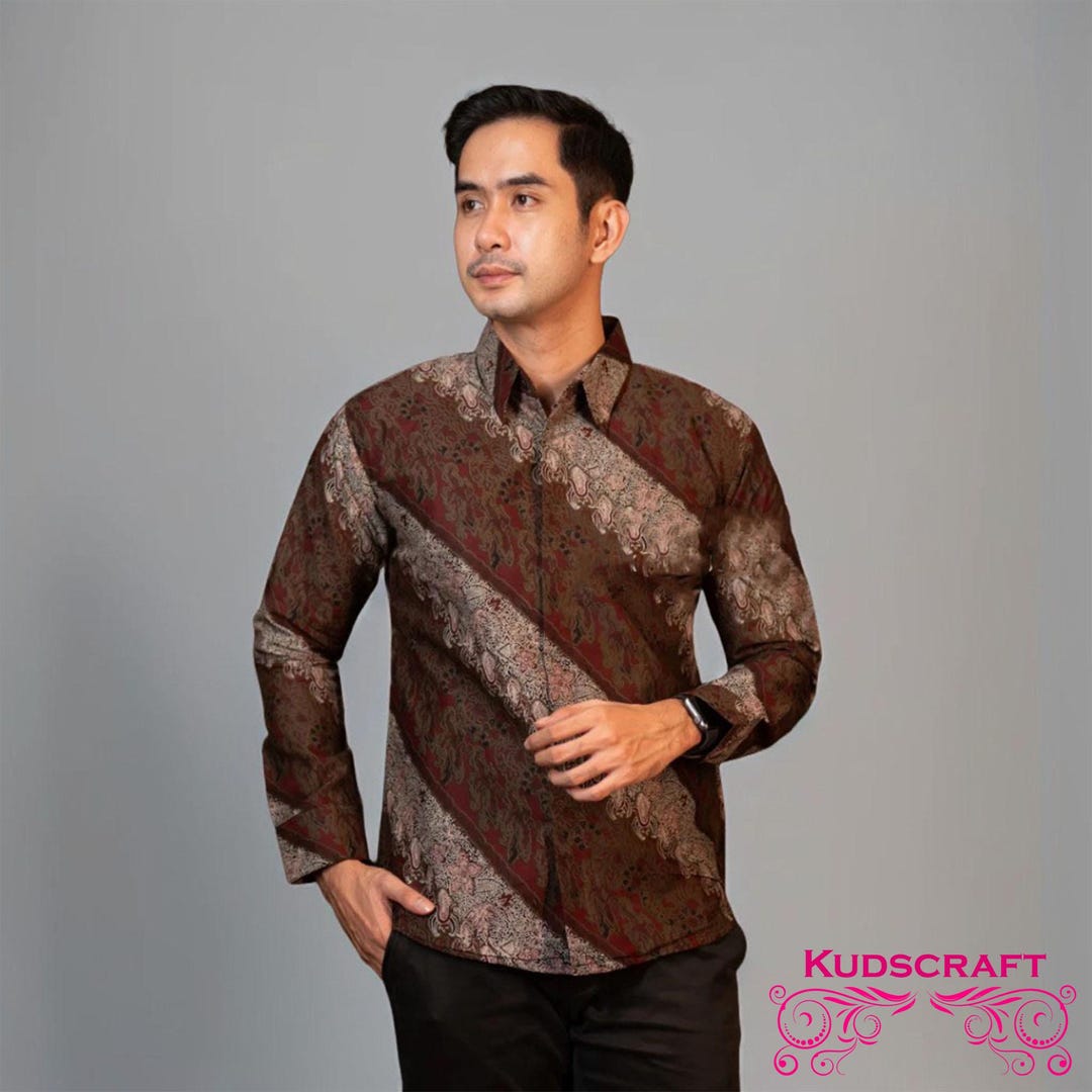 Giyanta Traditional Batik Shirt – Slim Fit, Long Sleeve Design, Men ...