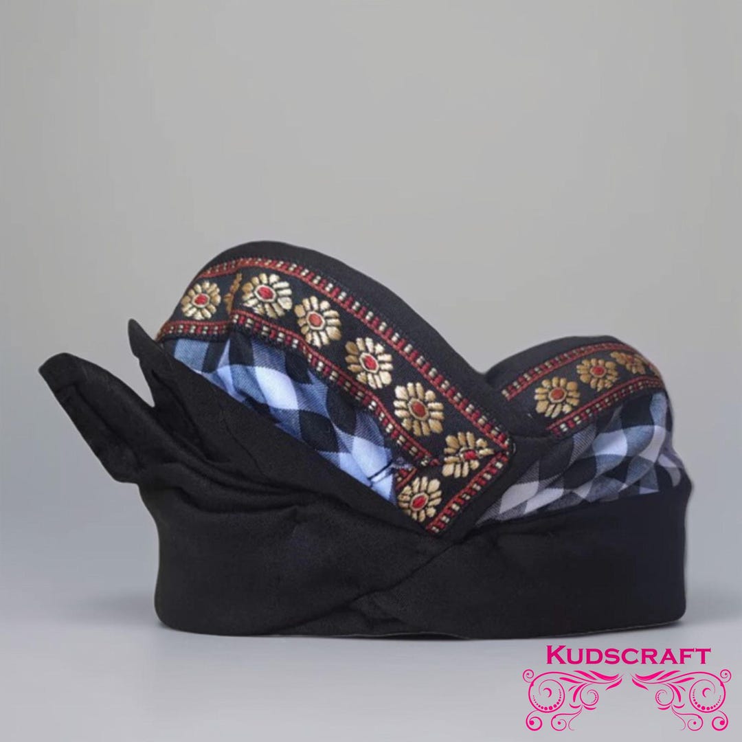 Balinese Udeng – Black Style With Poleng, Headbands, Headwear, Udeng ...