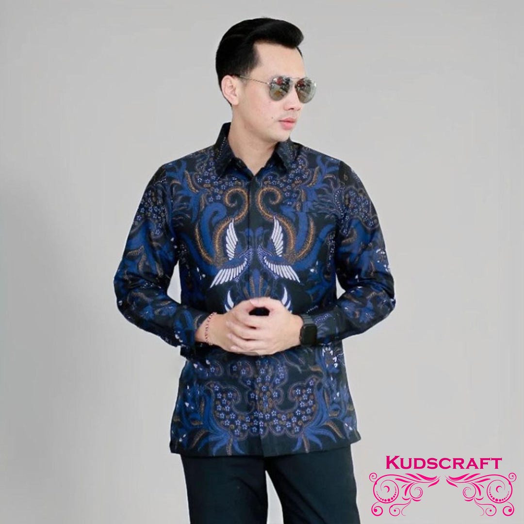 Classic Blue Gurdo Batik Shirt – Modern Regular Fit Design for Men, Men ...