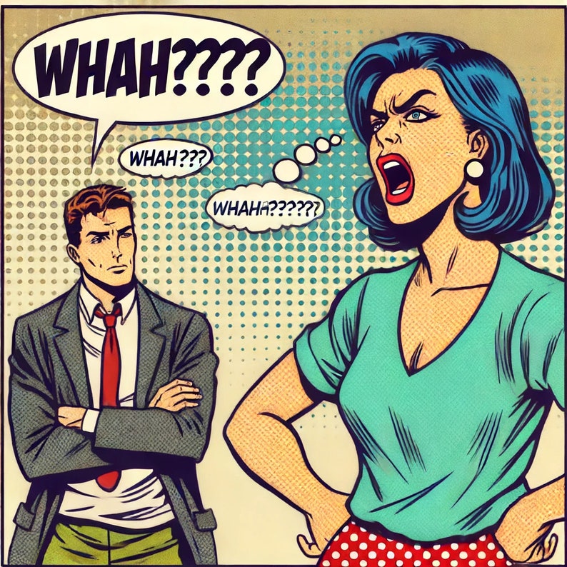 Humorous Minimalist Comic: Wife Complaining to Indifferent Husband With ...