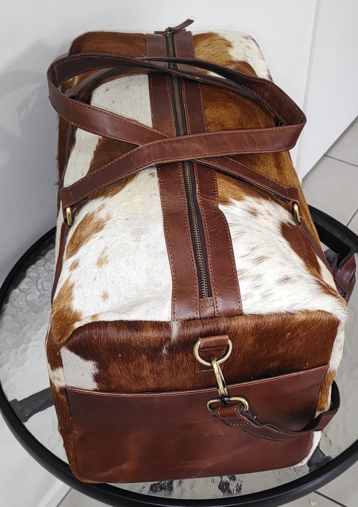 Hairon Cowhide Duffel, Leather Duffel Bag, Leather Overnight Bag ...