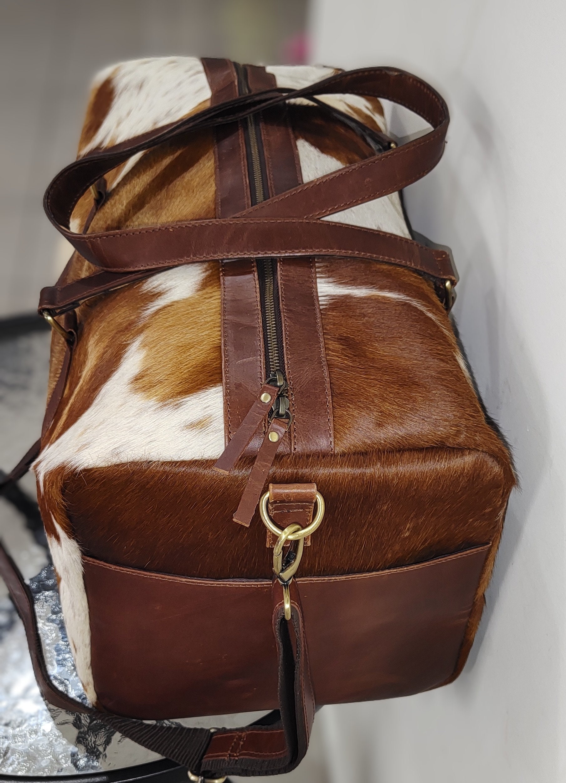Hairon Cowhide Duffel, Leather Duffel Bag, Leather Overnight Bag ...