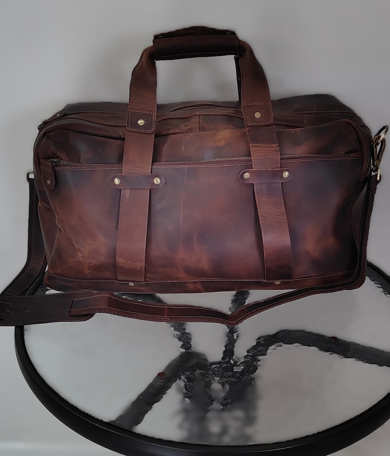 Vintage Leather Duffel Bag, Heavy Duty Leather Duffel , Overnight Bag, Genuine Leather Weekend ...