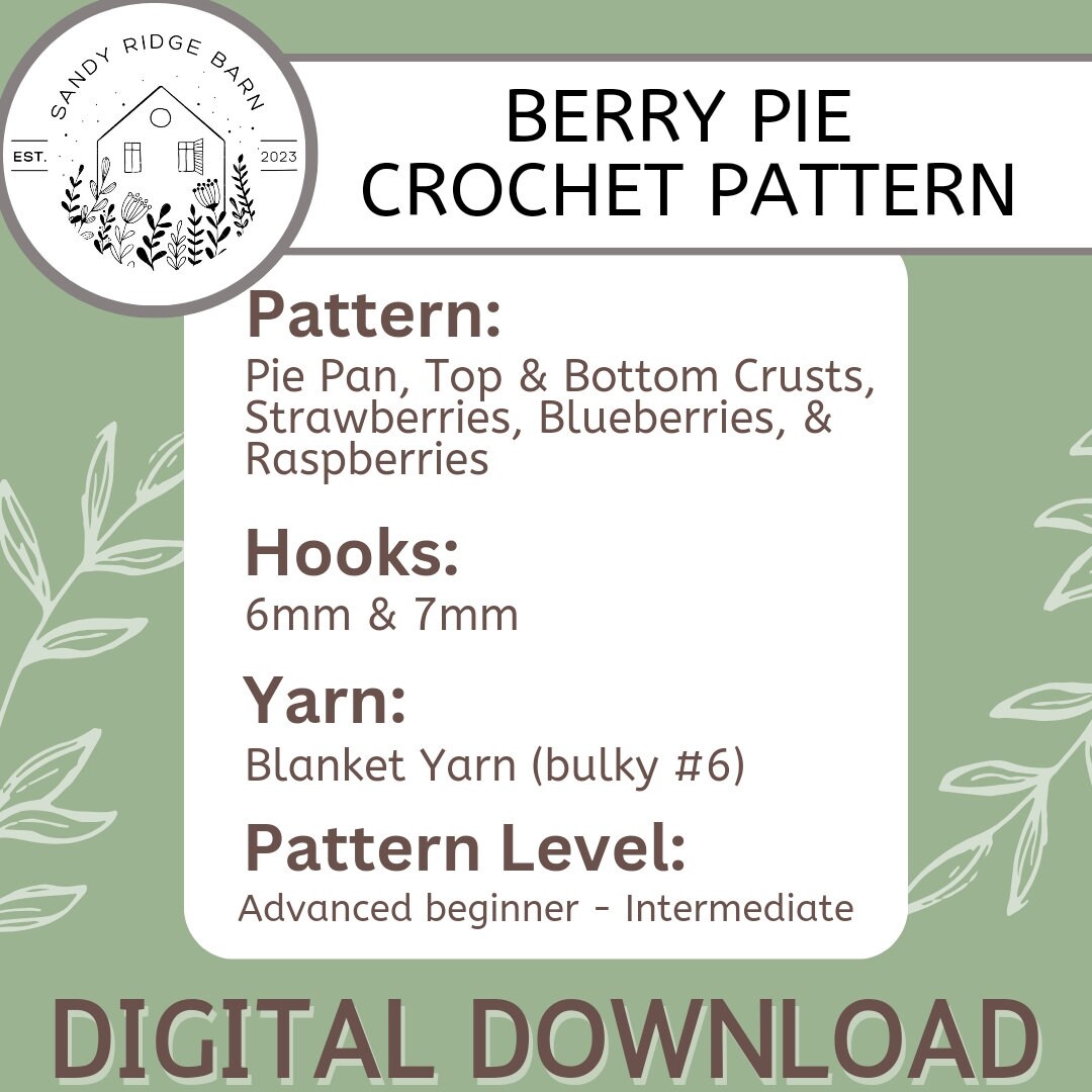 Berry Pie Crochet Pattern With Strawberries, Blueberries, Raspberries ...