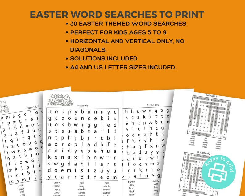 Easter Word Search Printable – Kids Activity, Ages 5-9 (instant ...