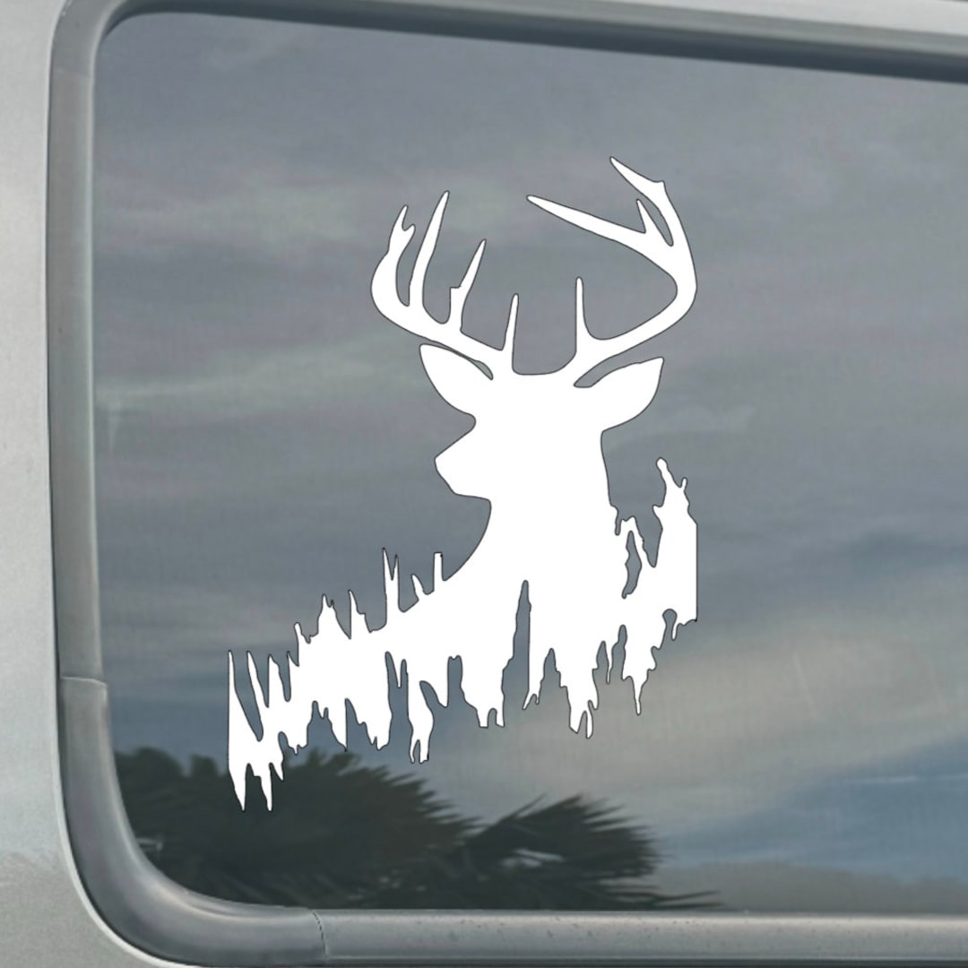 Deer Car Decal, Deer in the Mountains Decal, Hunting Decal, Country ...