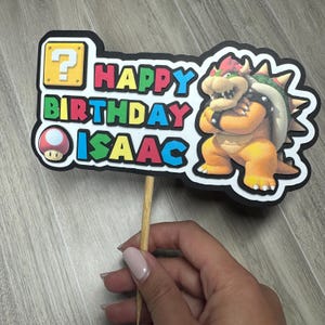 Bowser Theme Cake Topper, Custom Birthday Cake Topper, Mario Bros ...